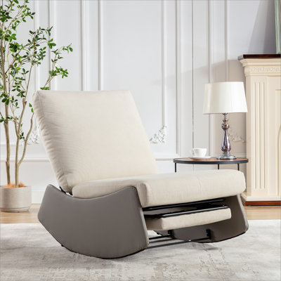 George Oliver Modern Rocking Chair Recliner Comfy Rocker Nursery Chair with Footrest Accent Reading Chair Upholstered Lounge Chair for Relaxing Resting Soft Padded Rocker for Indoor Living Room Bedroo...